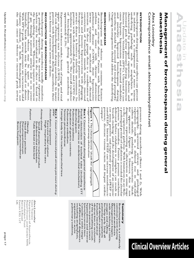 Bronchospasm During General Anaesthesia | PDF