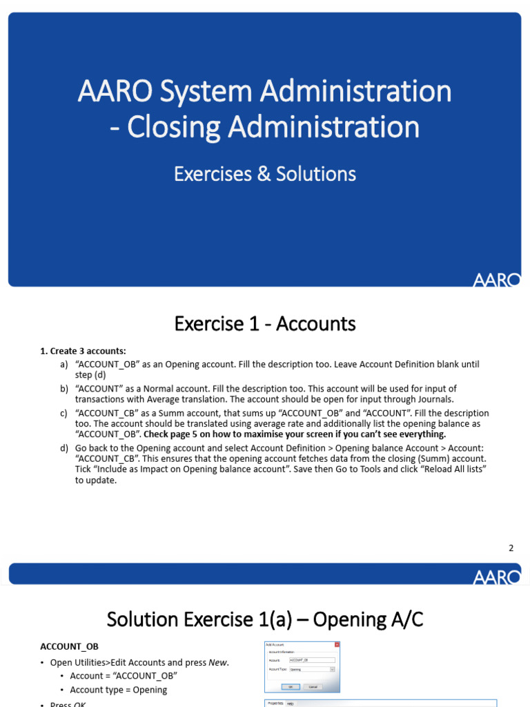 AARO System Administration - Closing Administration - Exercises ...