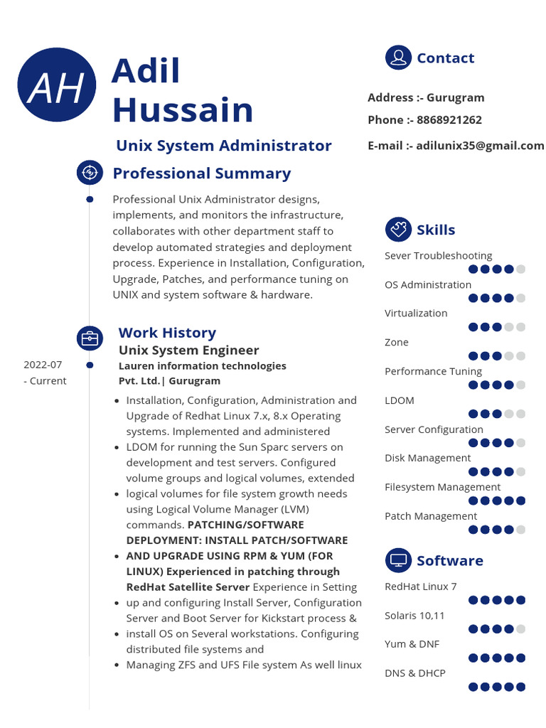 ADIL Resume Unix | PDF