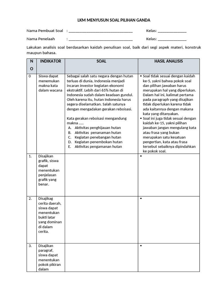 LKM Menyusun Soal Pilihan Ganda | PDF
