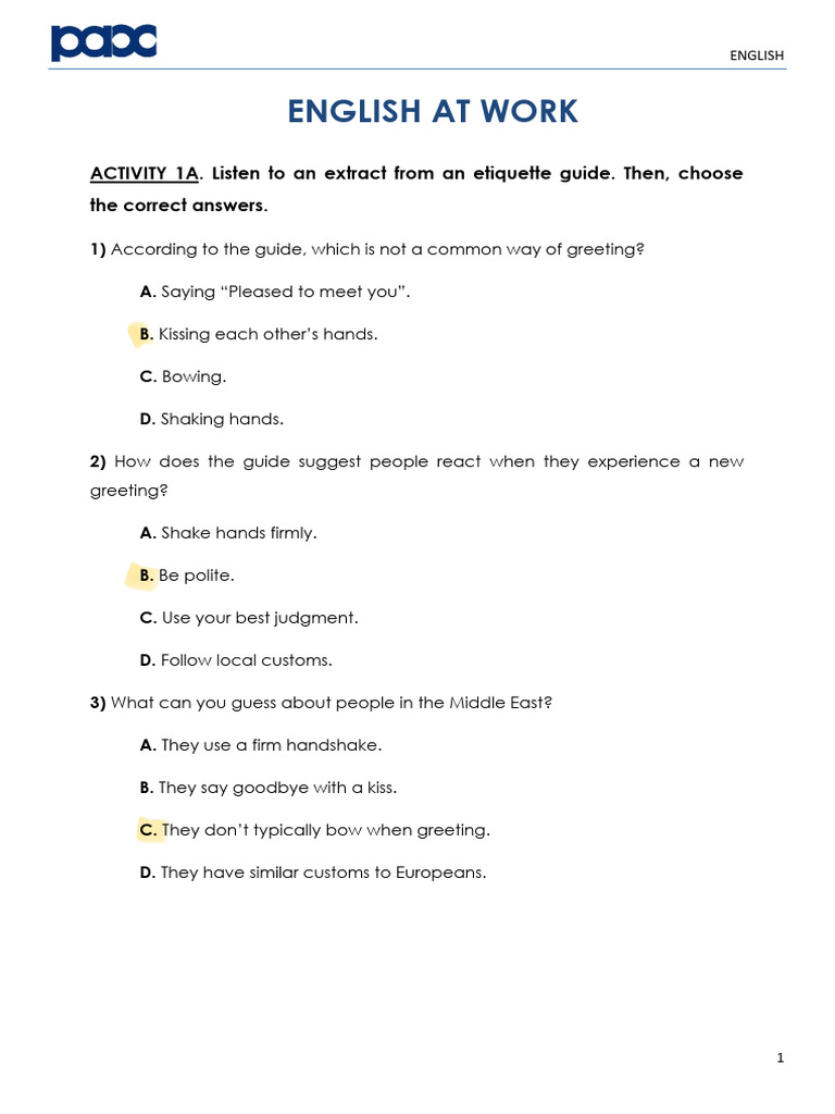 English at Work | PDF