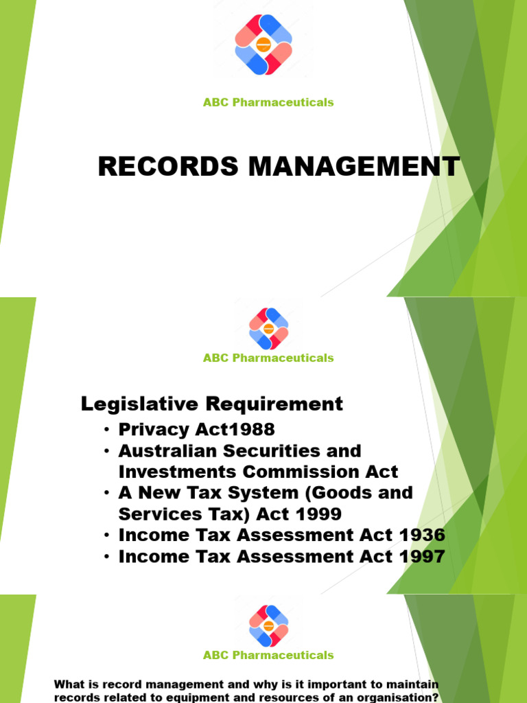 ABC Pharmaceuticals Records Management Assessment 2, Q5. | PDF