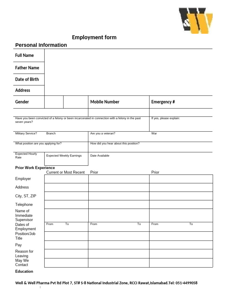 Job Application Form | PDF