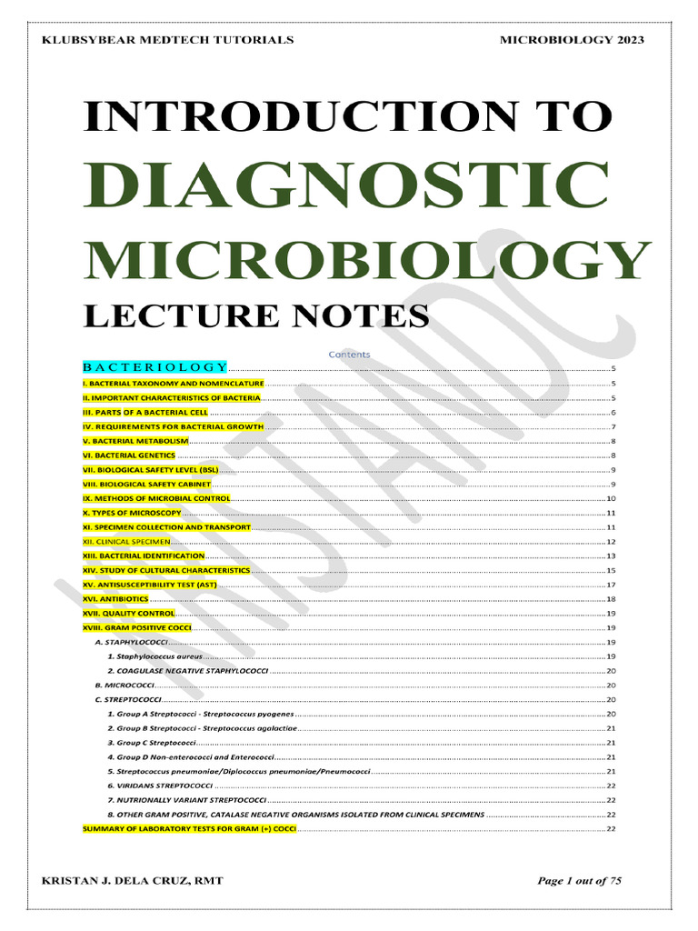 Microbiology Mother Notes Sir Kristan - 2023 - Unlocked | PDF