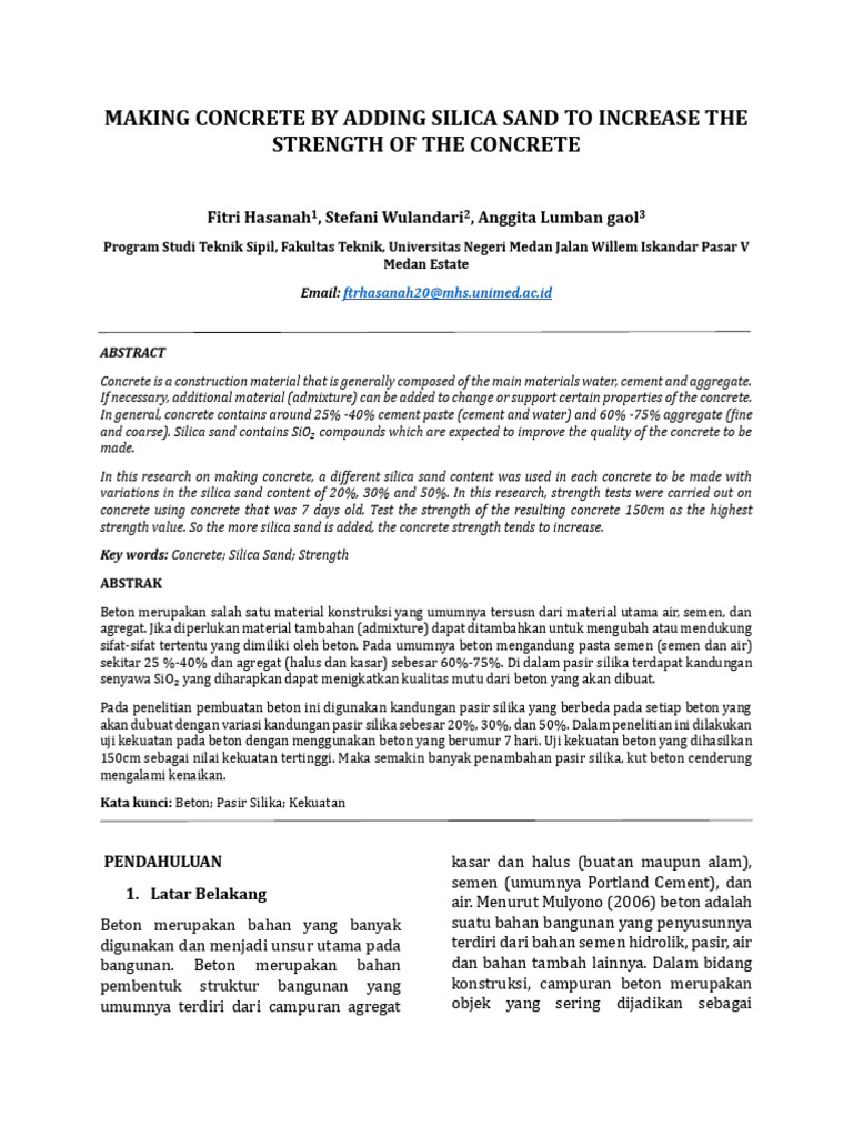 Making Concrete by Adding Silica Sand To Increase The Strength of The Concrete | PDF | Concrete ...