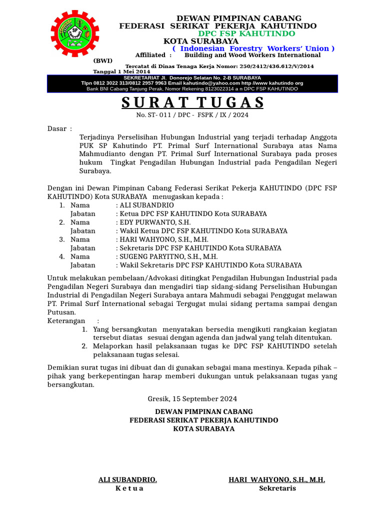 Surat Tugas Phi Pdf