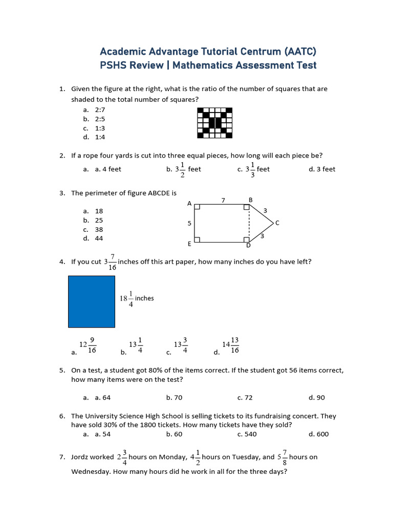 Pisay Math HSReview Questions Pshs | PDF