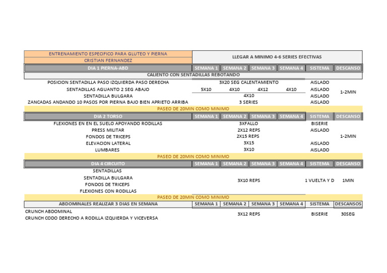 Maria Corredor Entreno Casa | PDF