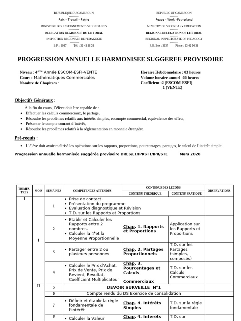 Progressions Maths Commercial | PDF