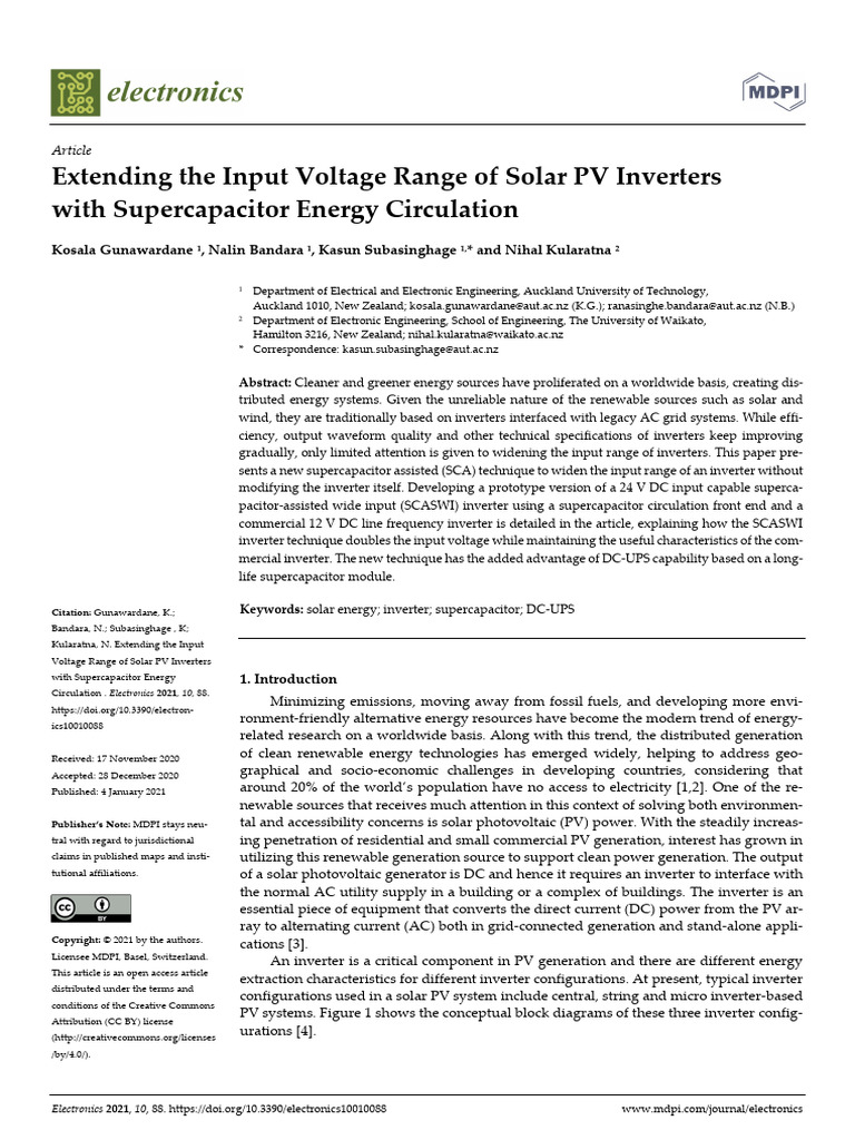 Extending The Input Voltage Range of Solar PV Inve | PDF