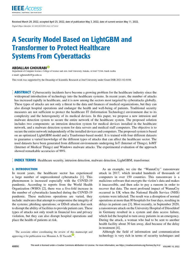 A Security Model Based On LightGBM and Transformer To Protect Healthcare Systems From ...