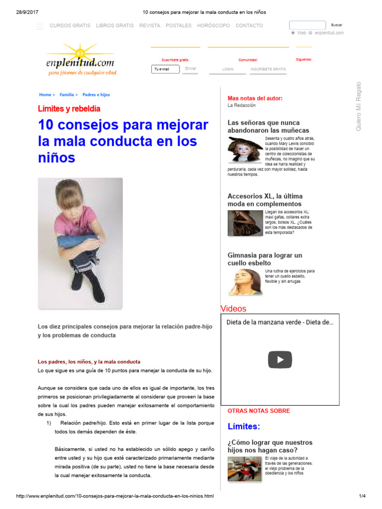 10 Consejos para Mejorar La Mala Conducta en Los Niños | PDF