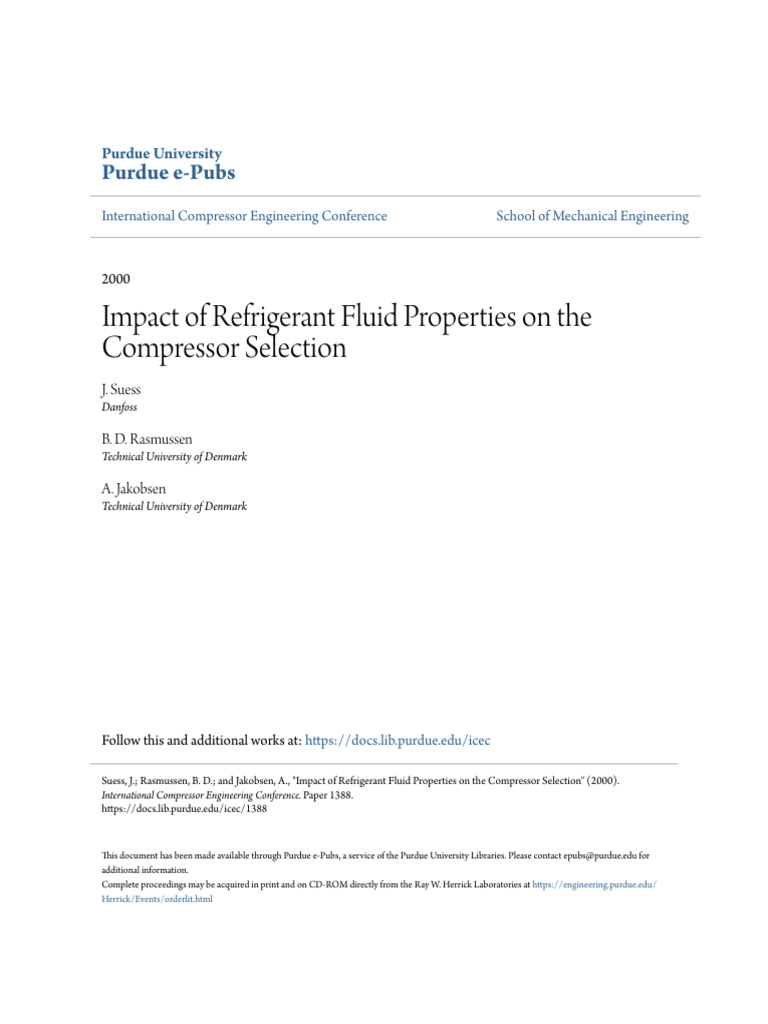 Impact of Refrigerant Fluid Properties On The Compressor Selection | PDF