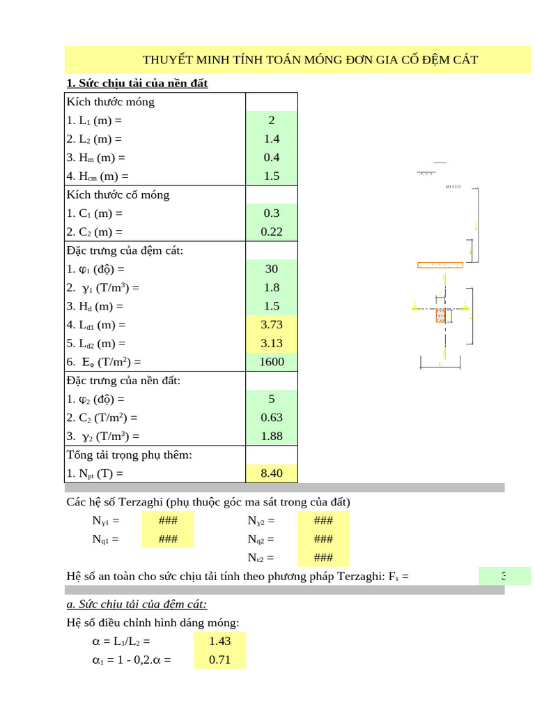 Tinh Toan Mong Don Dem Cat | PDF