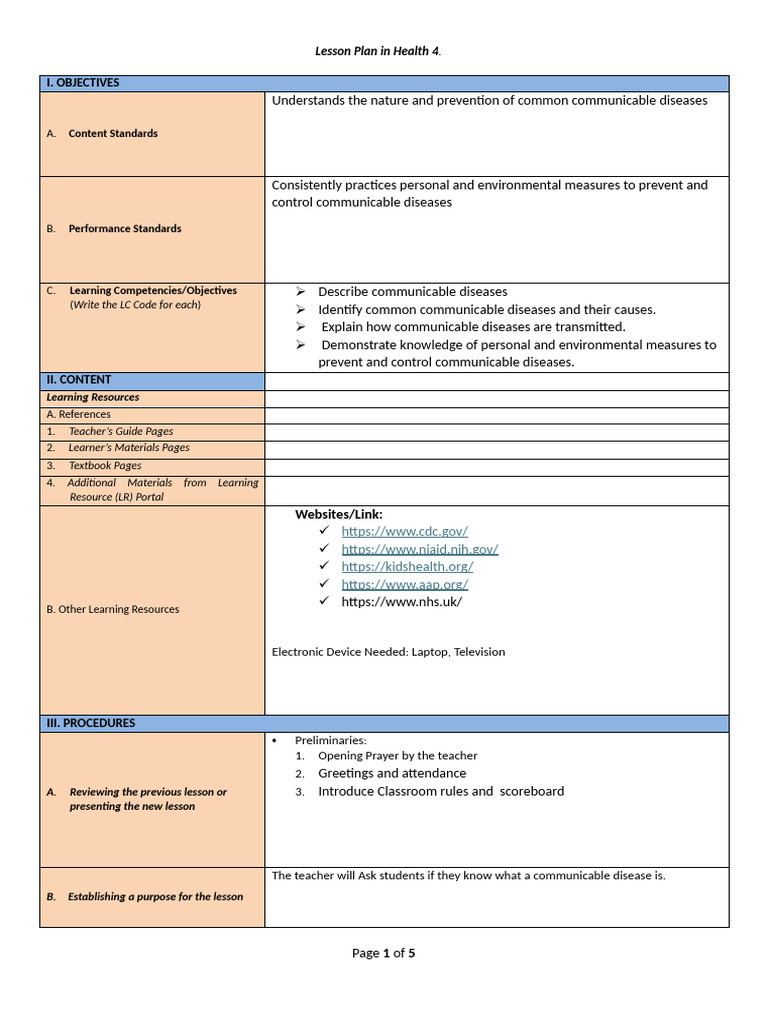 Lesson Plan | PDF | Pathogen | Science & Mathematics