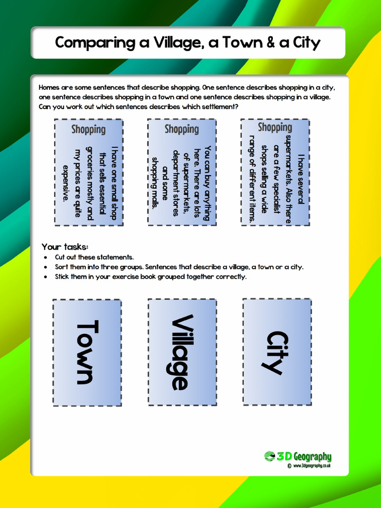Comparing Village Town and City | PDF