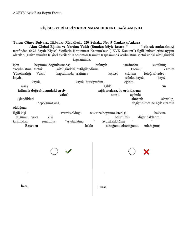 Acik Riza Beyan Formu | PDF