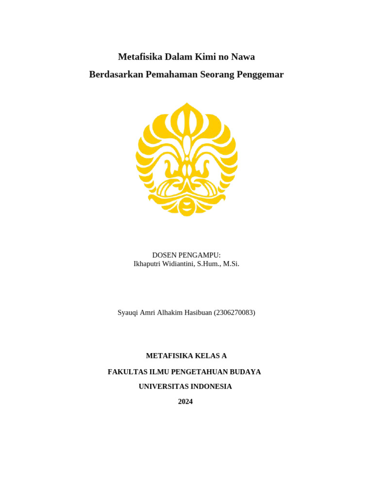 Kimi No Nawa UTS Kasaran | PDF