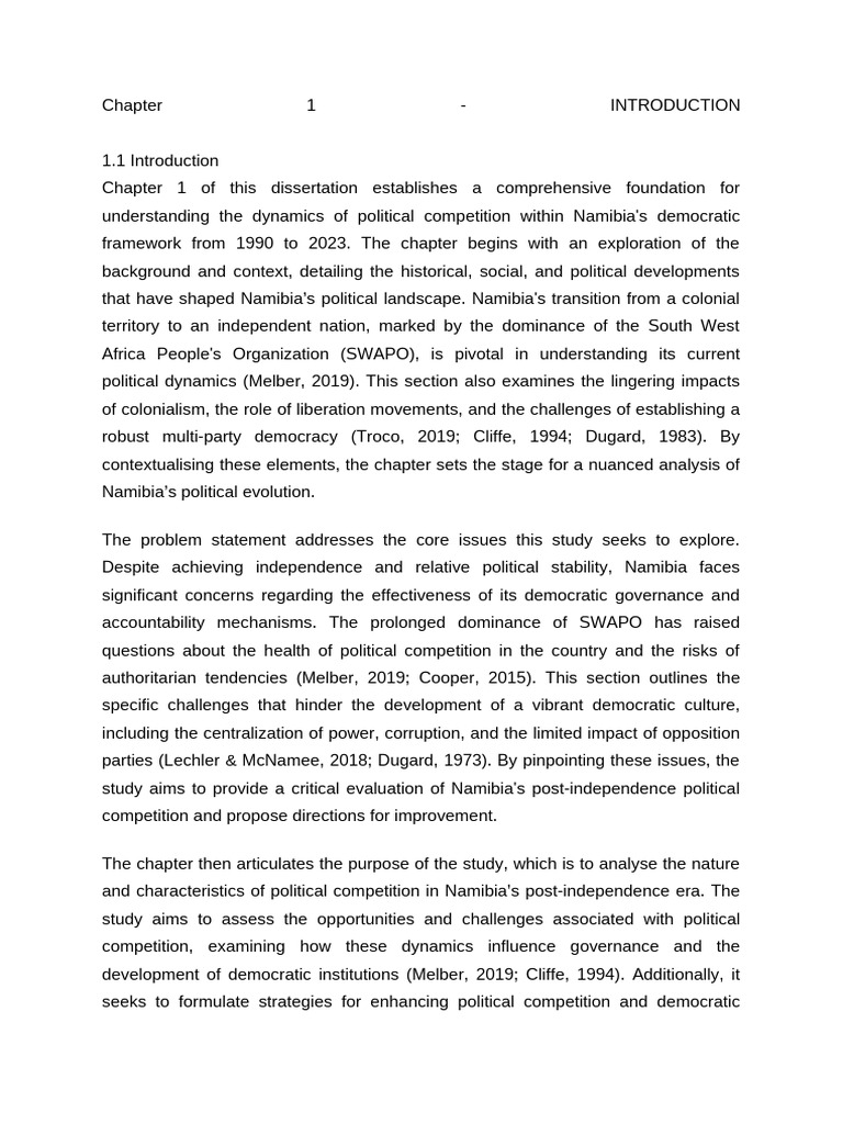 Political Dynamics in Namibia Chapter 1 | PDF | Methodology | Governance