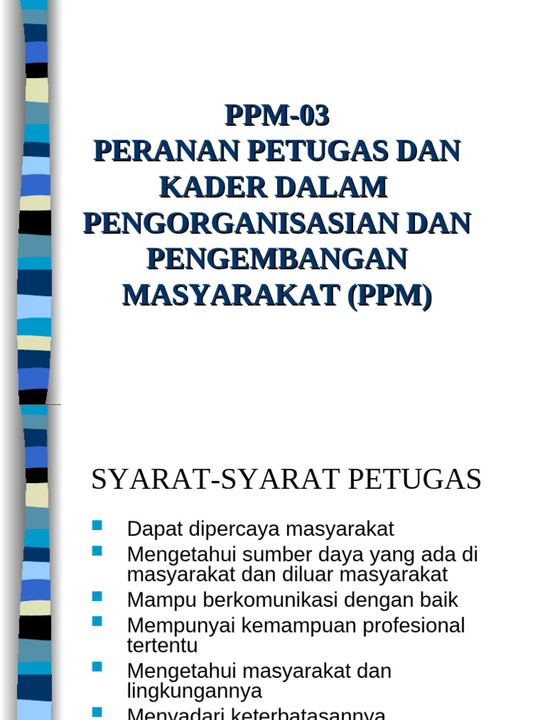 PPM 03 Peranan Petugas Dan Kader Dalam PPM1 | PDF