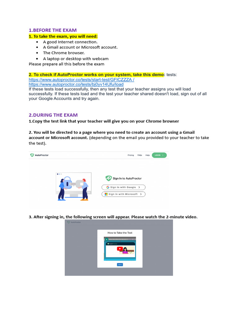Autoproctor Guide Students | PDF
