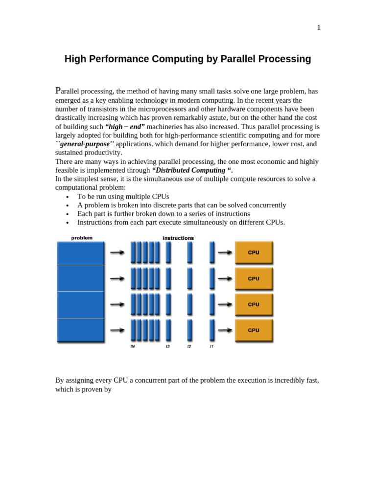 High Performance Computing by Parallel Processing | PDF