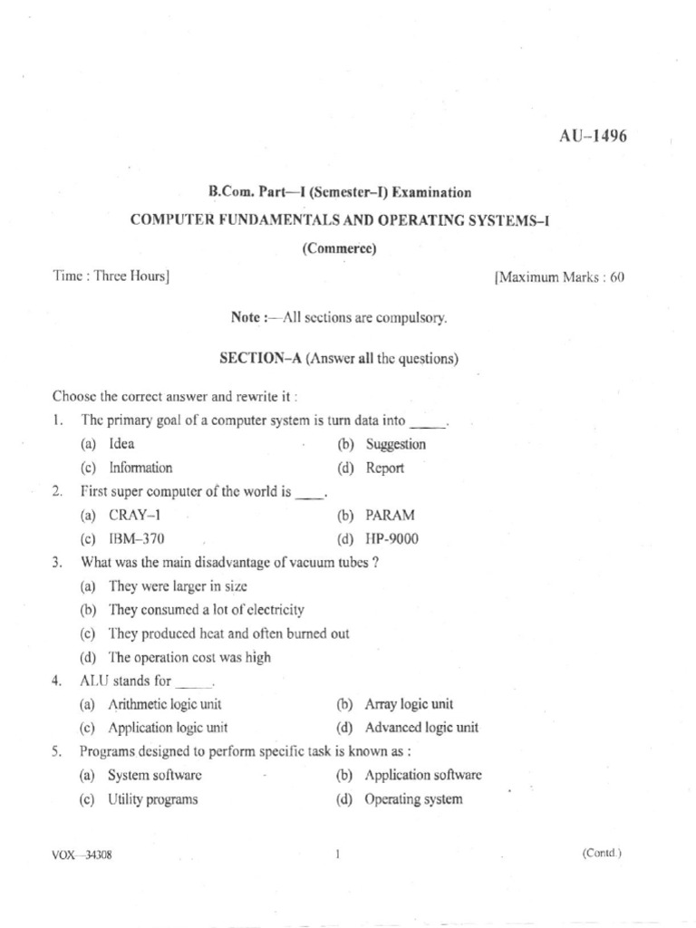 AU Summer 2018 - Amravati - University - Past - Exam - Question - Paper ...