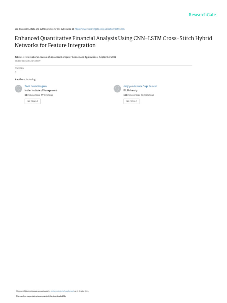 Paper 77-Enhanced Quantitative Financial Analysis Using CNN LSTM | PDF