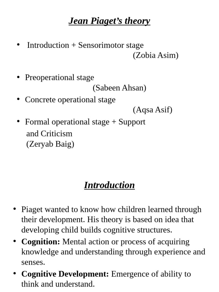 Piaget's Theory | PDF