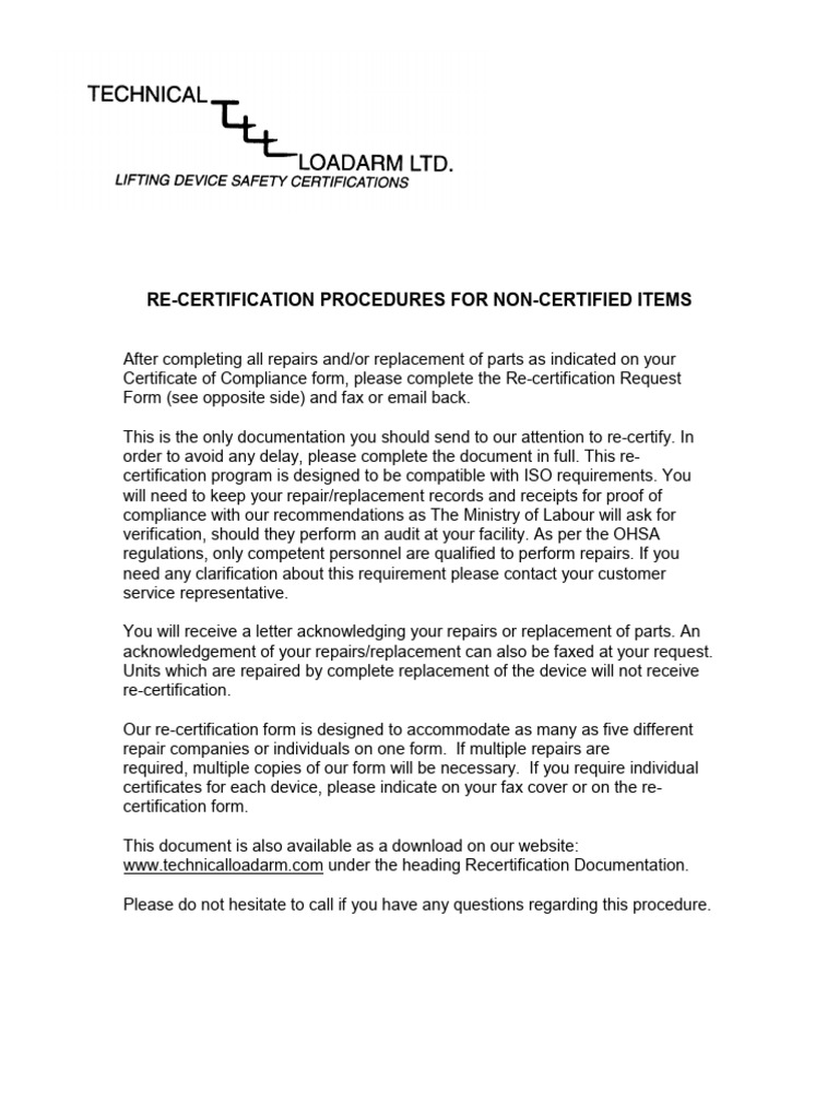 Recert Form 2012 | PDF