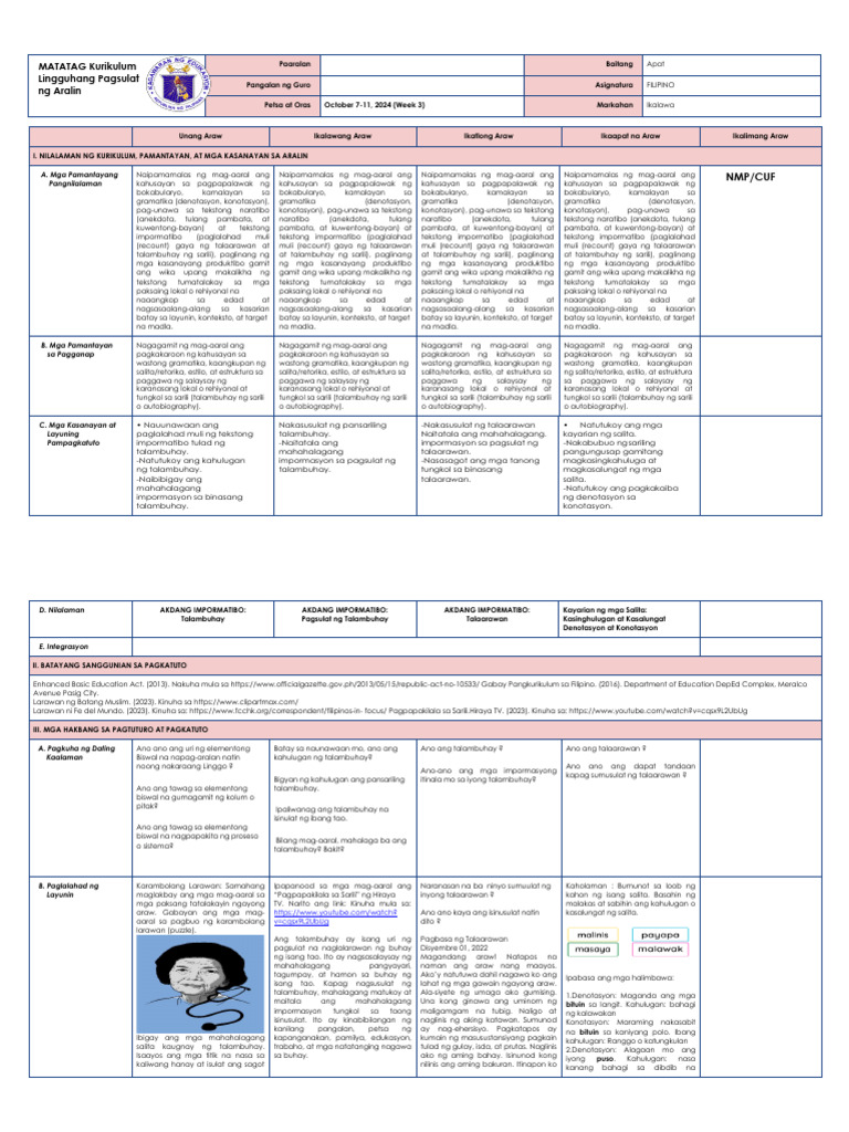 Q2 W3 Filipino 4 | PDF