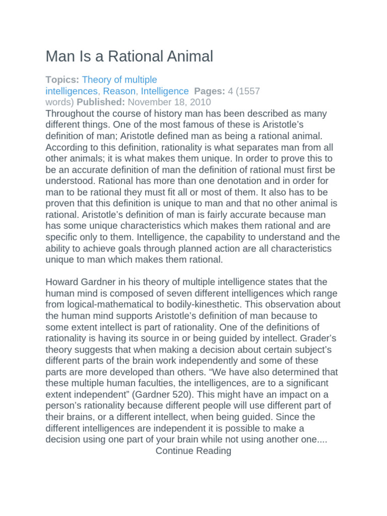 Man Is a Rational Animal | PDF