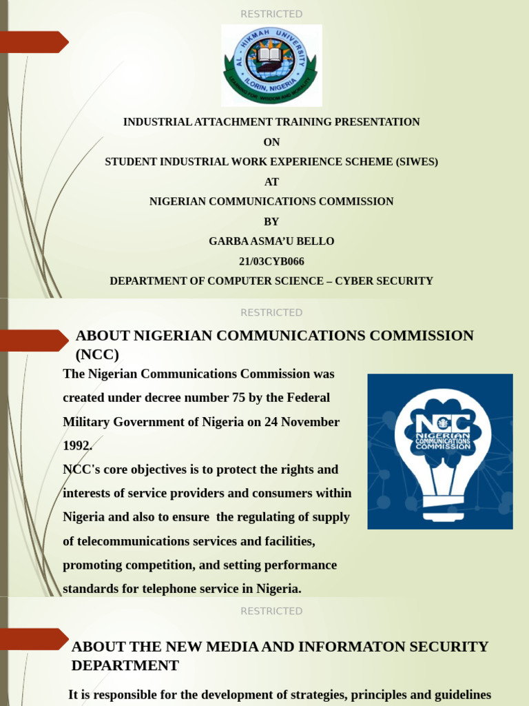 Asmau SIWES Presentation | PDF