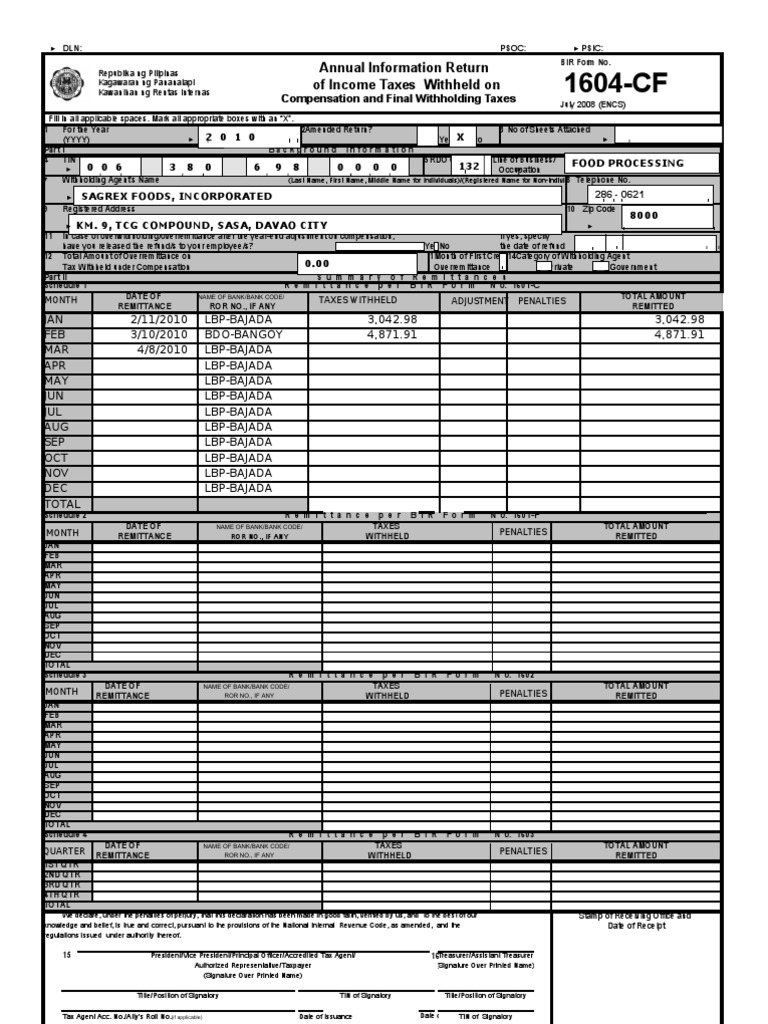 1604-CF Form | PDF | Withholding Tax | Employment