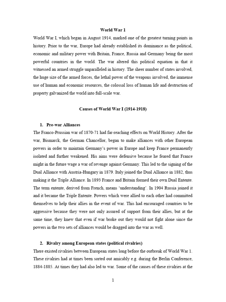 WORLD WAR I NOTES | PDF