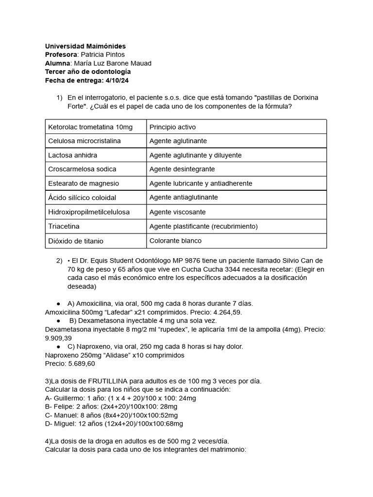 TP Farmacología Barone | PDF
