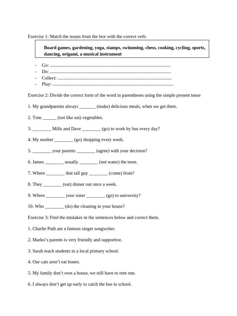 Grade 7 - Review Unit 1 - Excerices | PDF
