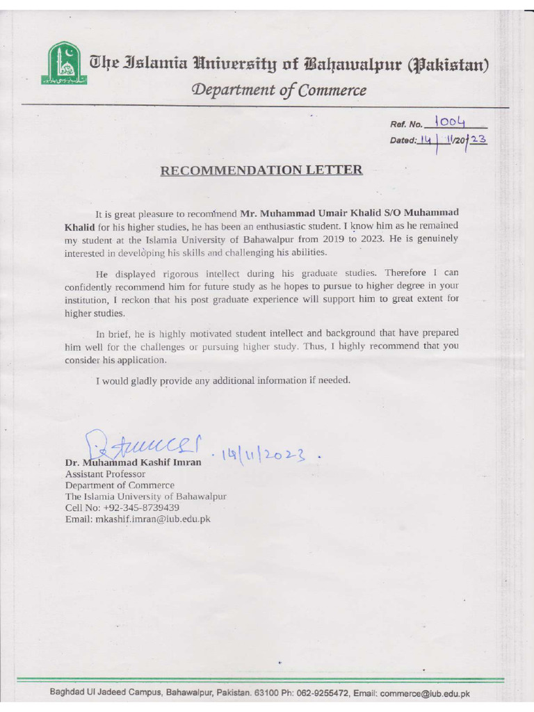 Recommendation Letter 2 | PDF