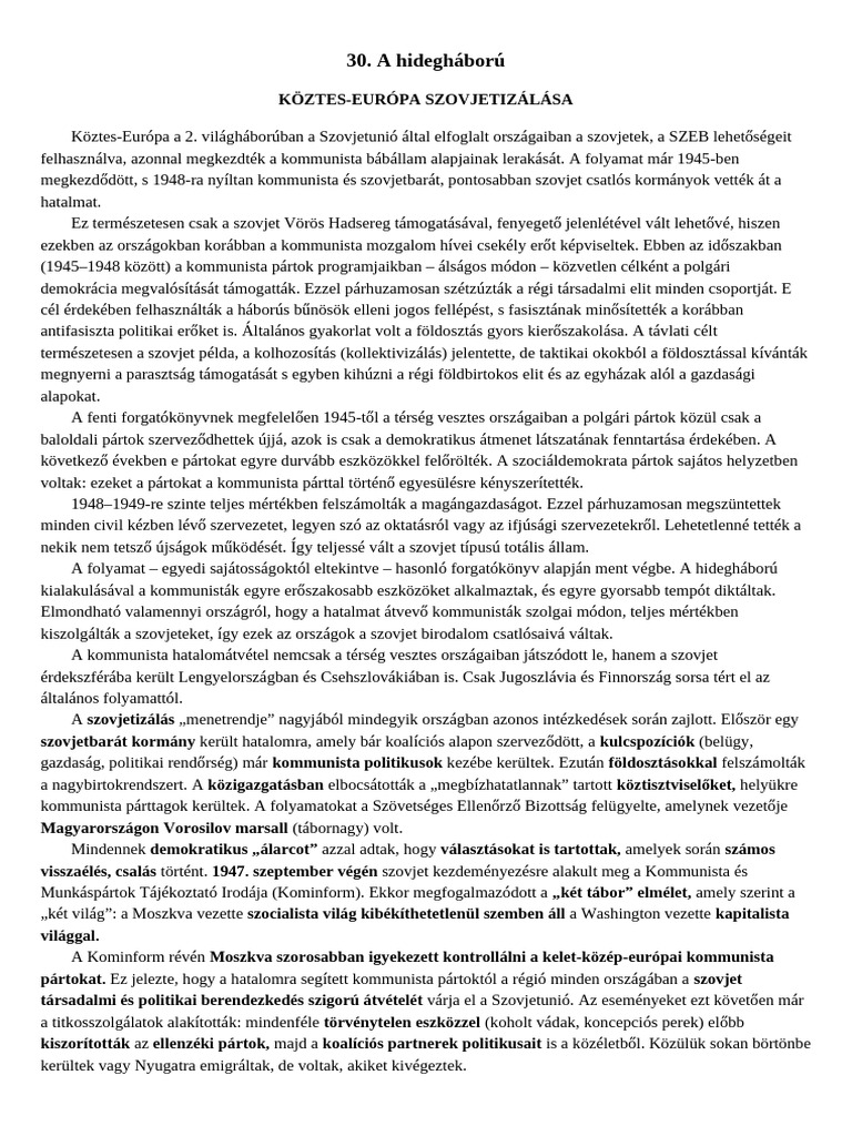 A Hidegháború | PDF