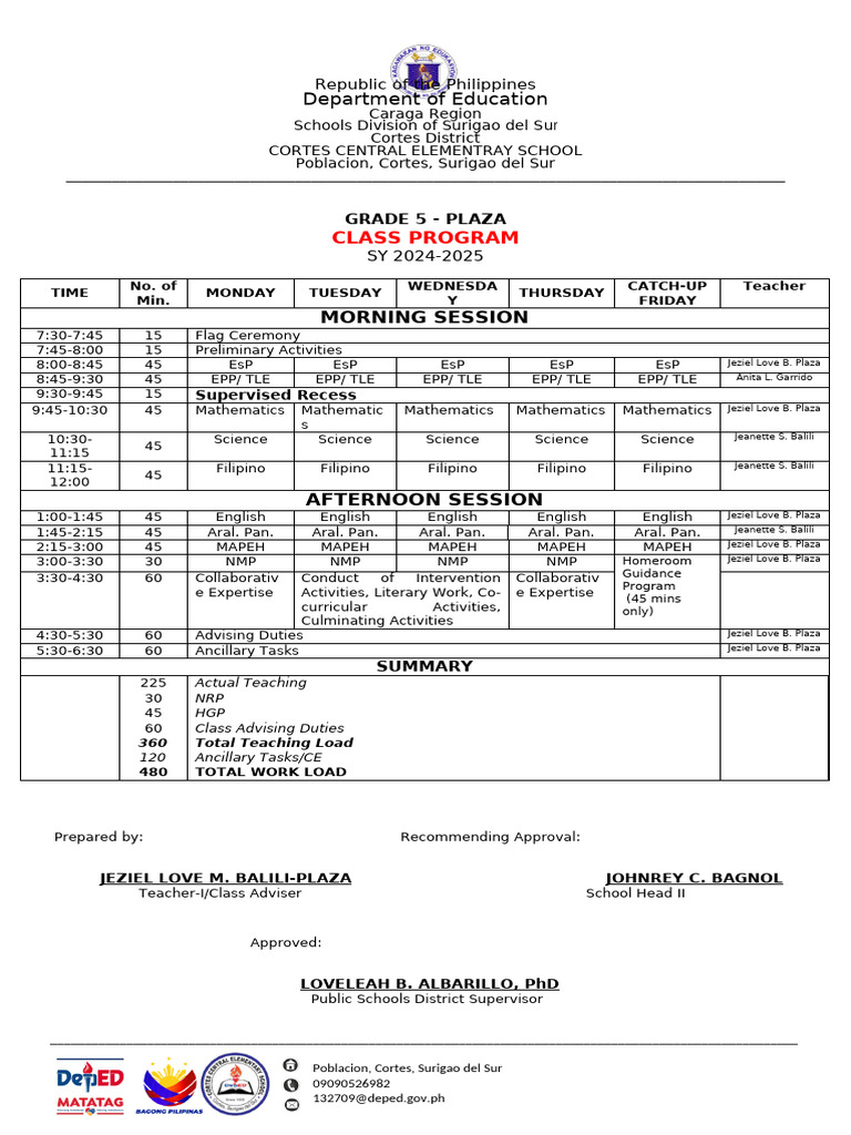 MATATAG CLASS PROGRAM 2024 | PDF