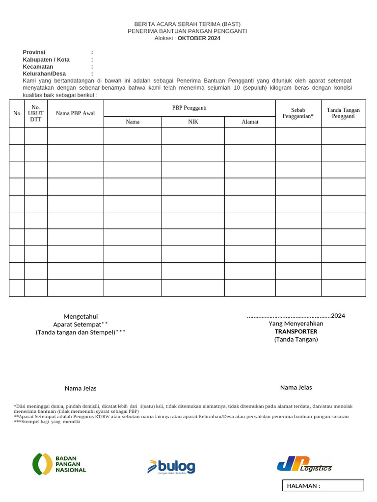 Format Word Bast Pengganti | PDF