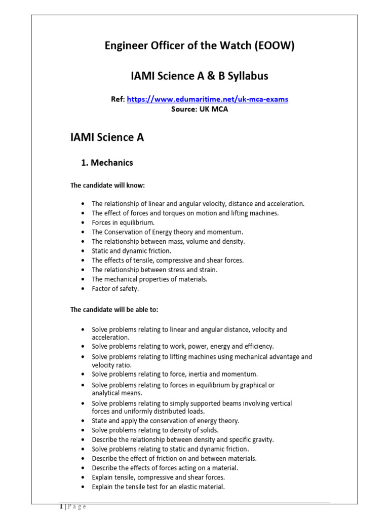 Iami Science A B Syllabus | PDF