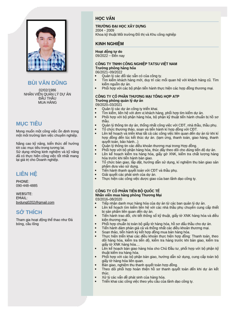 Bui Van Dung CV | PDF