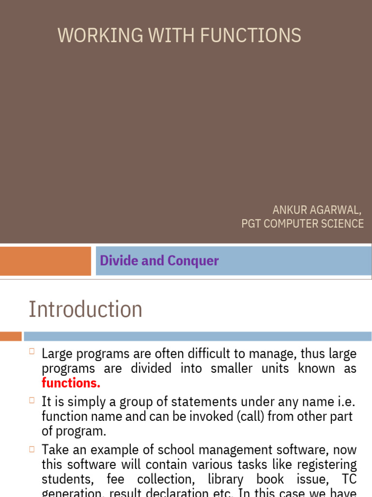 04 Working With Functions 2 Pdf Parameter Computer Programming Scope Computer Science