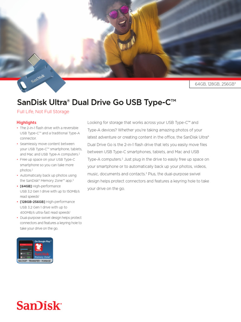 Data Sheet Ultra Dual Drive Go Usb 3.1 Type C Navagio Bay | PDF | Usb ...