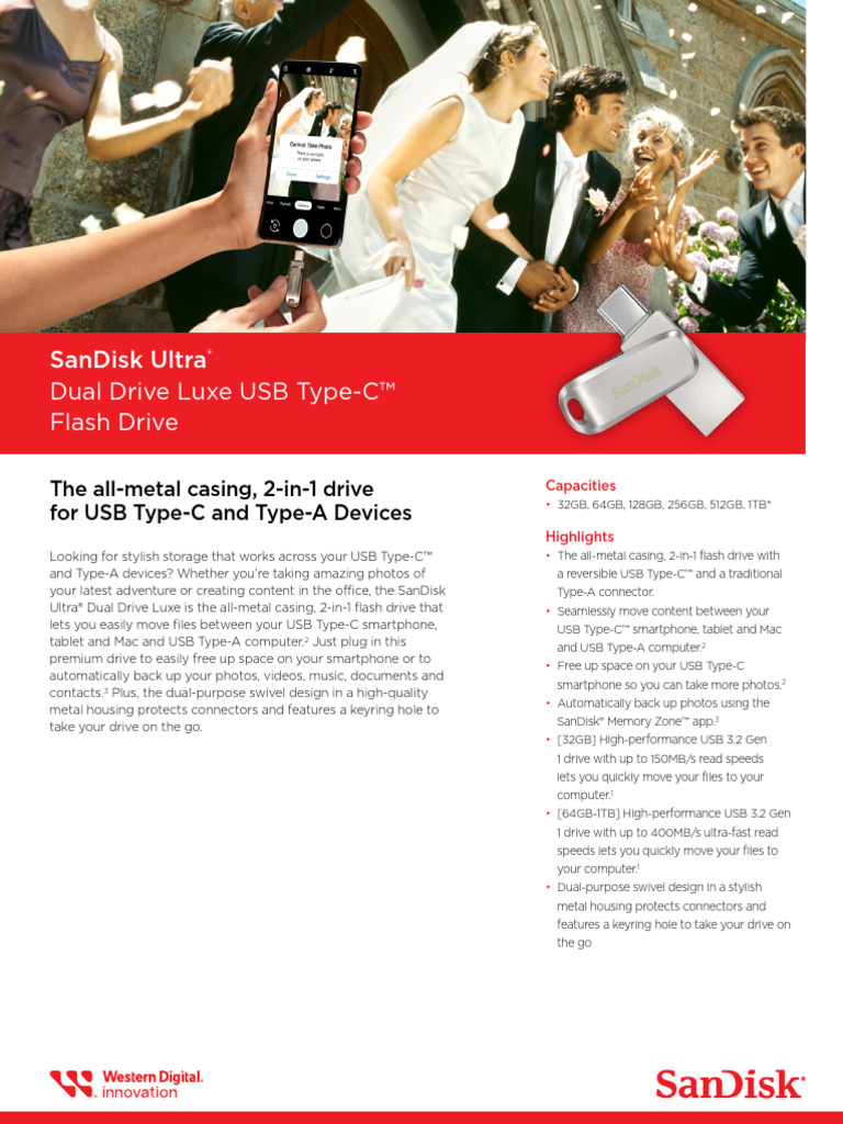 Data Sheet Ultra Dual Drive Luxe Usb 3.1 Type C | PDF