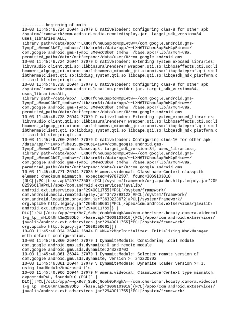 Com - Cherisher.beauty - Camera.videocall Logcat | PDF | Java (Programming Language) | Computing