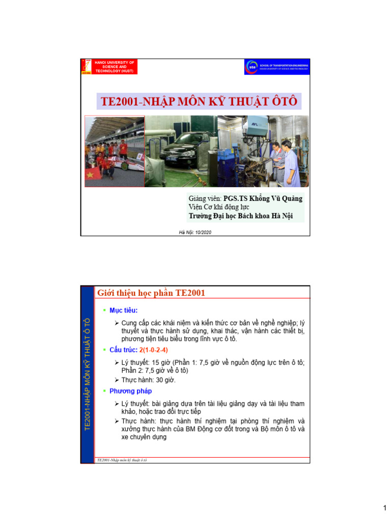 1-Nhap Mon KT o To TE2001-HK20201-K65 | PDF