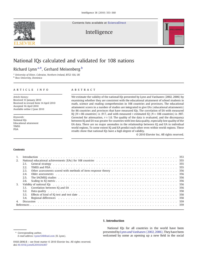 National IQs Calculated and Validated Fo | PDF