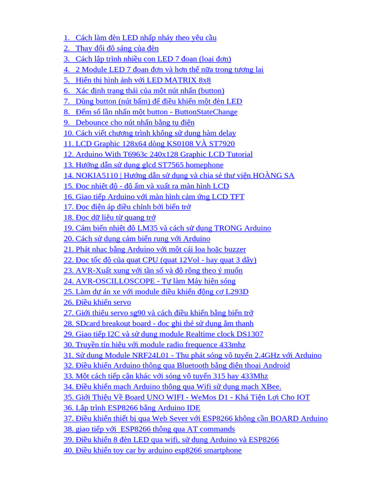 Bai Tap Arduino | PDF | Telecommunications | Computer Networking